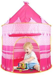 creatov kids tent toy princess playhouse - toddler play house pink castle for kid children girls boys baby indoor & outdoor toys foldable playhouses tents with carry case great birthday gift idea