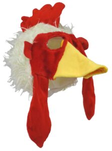 jacobson hat company chicken rooster plush mask hat, red, size large