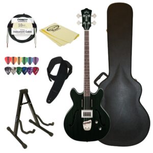 guild starfire bass guitar with case & chromacast accessories, black