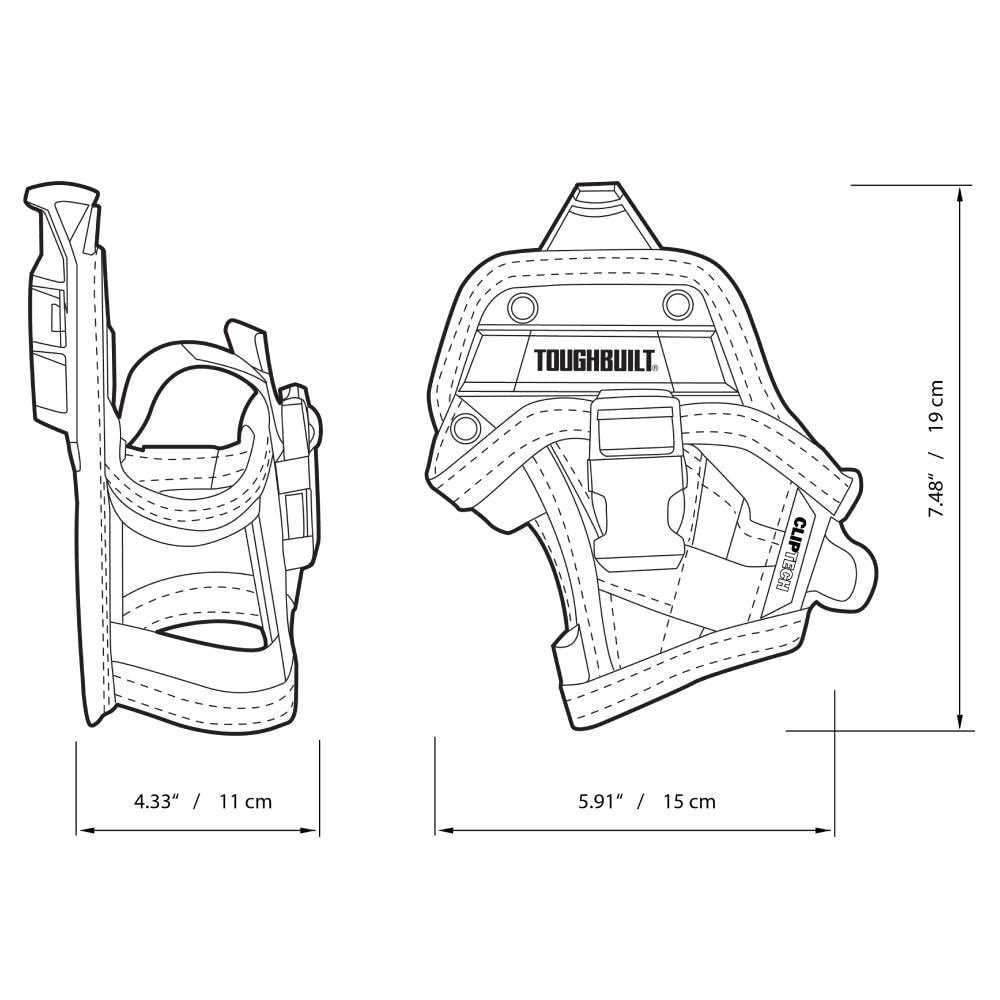 TOUGHBUILT TOU-CT-20-S TB-CT-20-S Drill Holster Lithium Ion, Black, Small