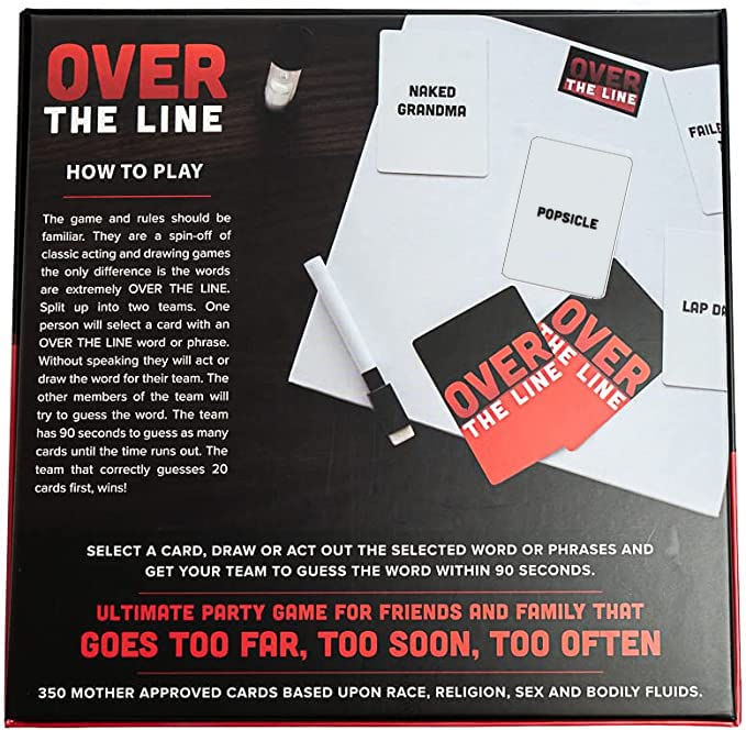 Over The Line Party Game- A Hilarious Acting and Drawing Word Card Guessing Game