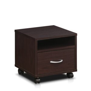 furinno indo petite under desk utility cart with casters, espresso