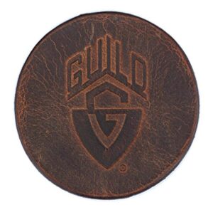 guild guitars leather drink coaster - brown