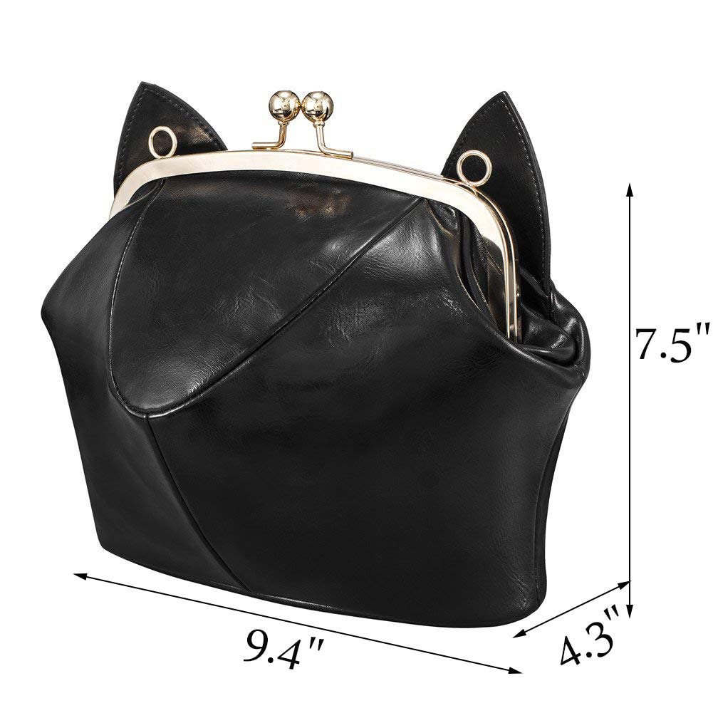 JHVYF Women Vegan Casual Crossbody Bag Purse Small Cute Cat Ear Sling Shoulder Bags Wallet Black