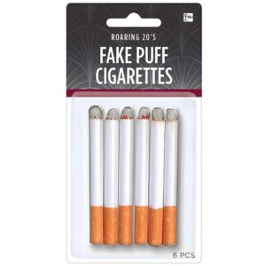 Fake Puff Cigarettes Costume Accessory - 3.25", 6 Count - Durable & Realistic - Ideal For Themed Parties & Theatrical Performances