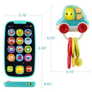 Woby Baby Cell Phone Toys for 1 Year Old Gifts,First Learning Baby Toy for 12-18 Months,Educational Preschool Pretend Play Set with Flashing Lights and Sounds