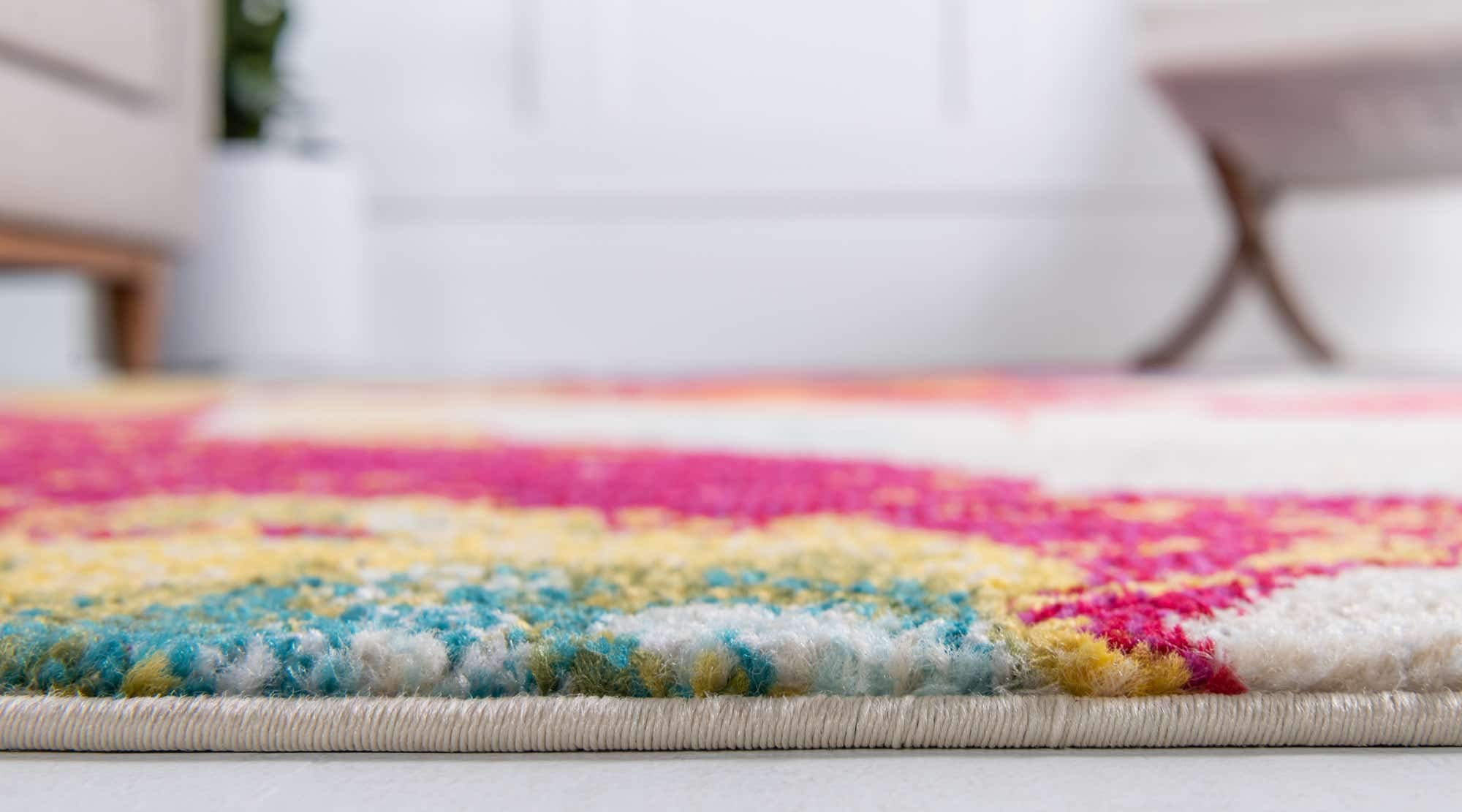 Unique Loom Estrella Collection Distressed, Colorful, Abstract, Modern Area Rug, Rectangular 7' 0" x 10' 0", Multi/Beige