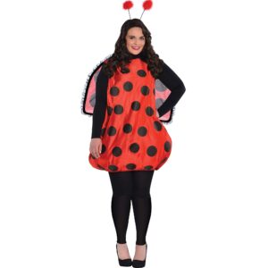 amscan darling ladybug halloween costume for women, plus size, headband, wings included (leg warmers not included)