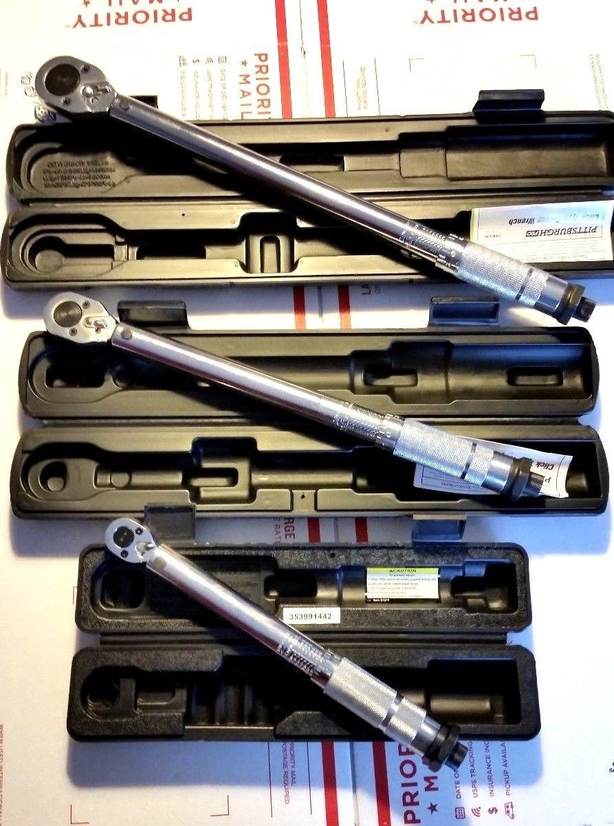 Torque Wrench Set of 3 1/4, 3/8, 1/2 Drive Click Type Snap Socket (3)