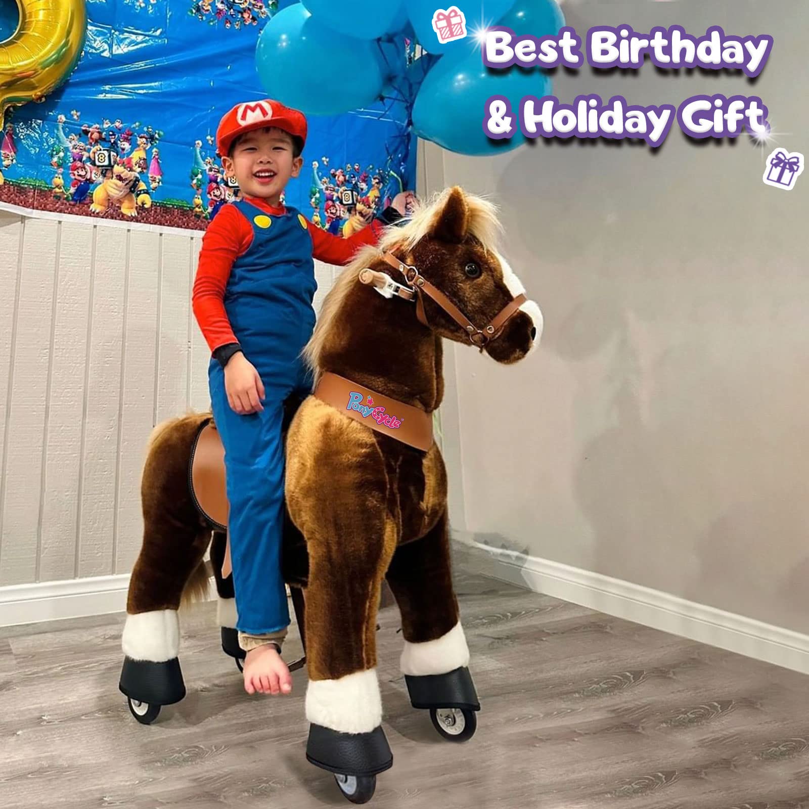 Smart Gear Pony Cycle Chocolate, Light Brown, or Brown Horse Riding Toy: 2 Sizes: World's First Simulated Riding Toy for Kids Age 4-9 Years Ponycycle Ride-on Medium