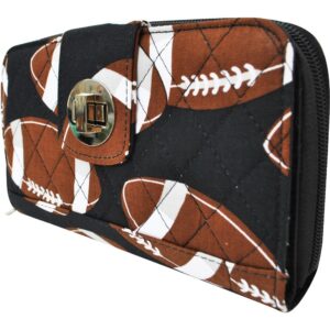 Football Print Quilted Twist Lock Wallet