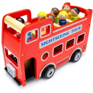 wooden wheels natural beechwood chunky cars and vehicles imagination generation | for children +12 months | red firetruck