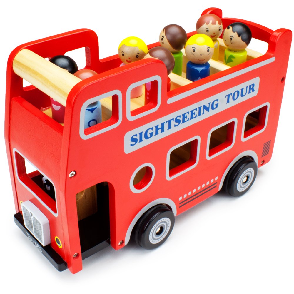 Wooden Wheels Natural Beechwood Chunky Cars and Vehicles Imagination Generation | For Children +12 Months | Red Firetruck