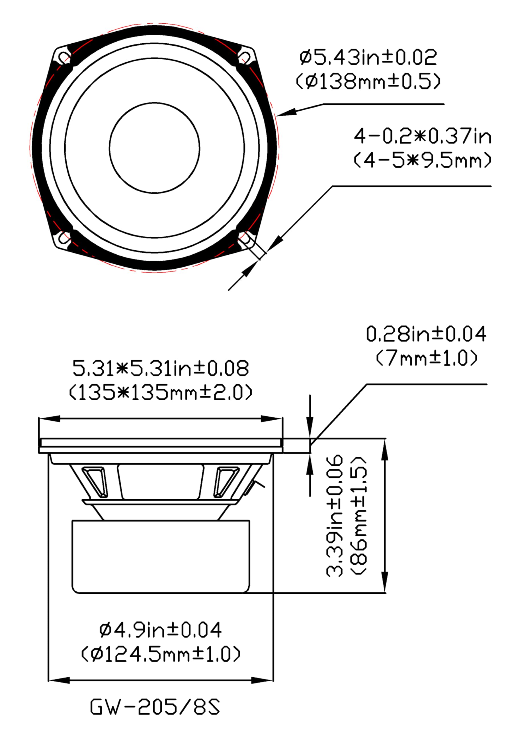 Goldwood Sound, Inc. Stage Subwoofer, Shielded 5.25" Woofers 130 Watt Each 8ohm Replacement 2 Speaker Set (GW-205/8S-2)