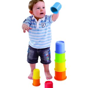 Play My First Year Rainbow Stacking Cups Baby Toys Educational Toddler Toys Top Blocks Game Kit BPA Free Toys for 1 2 3 4-5 Year Old Girls Boys, Black (2396)