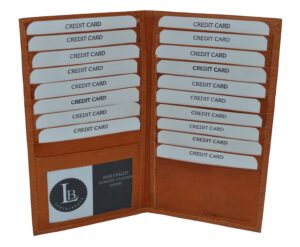 leatherboss wallet womens leather long credit card organizational wallet (tan)