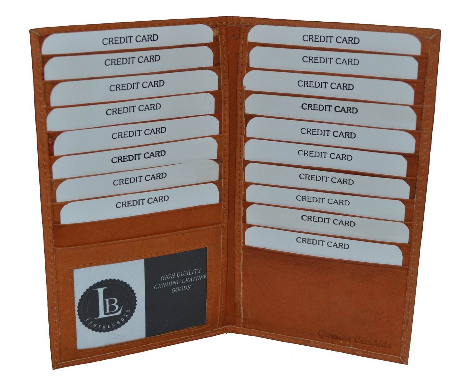 Leatherboss Wallet Womens Leather Long Credit Card Organizational Wallet (Tan)