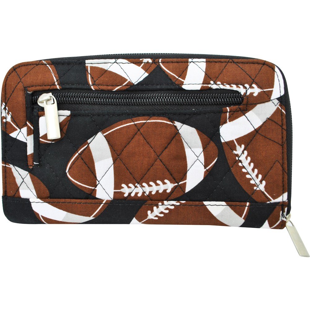 Football Print Quilted Twist Lock Wallet