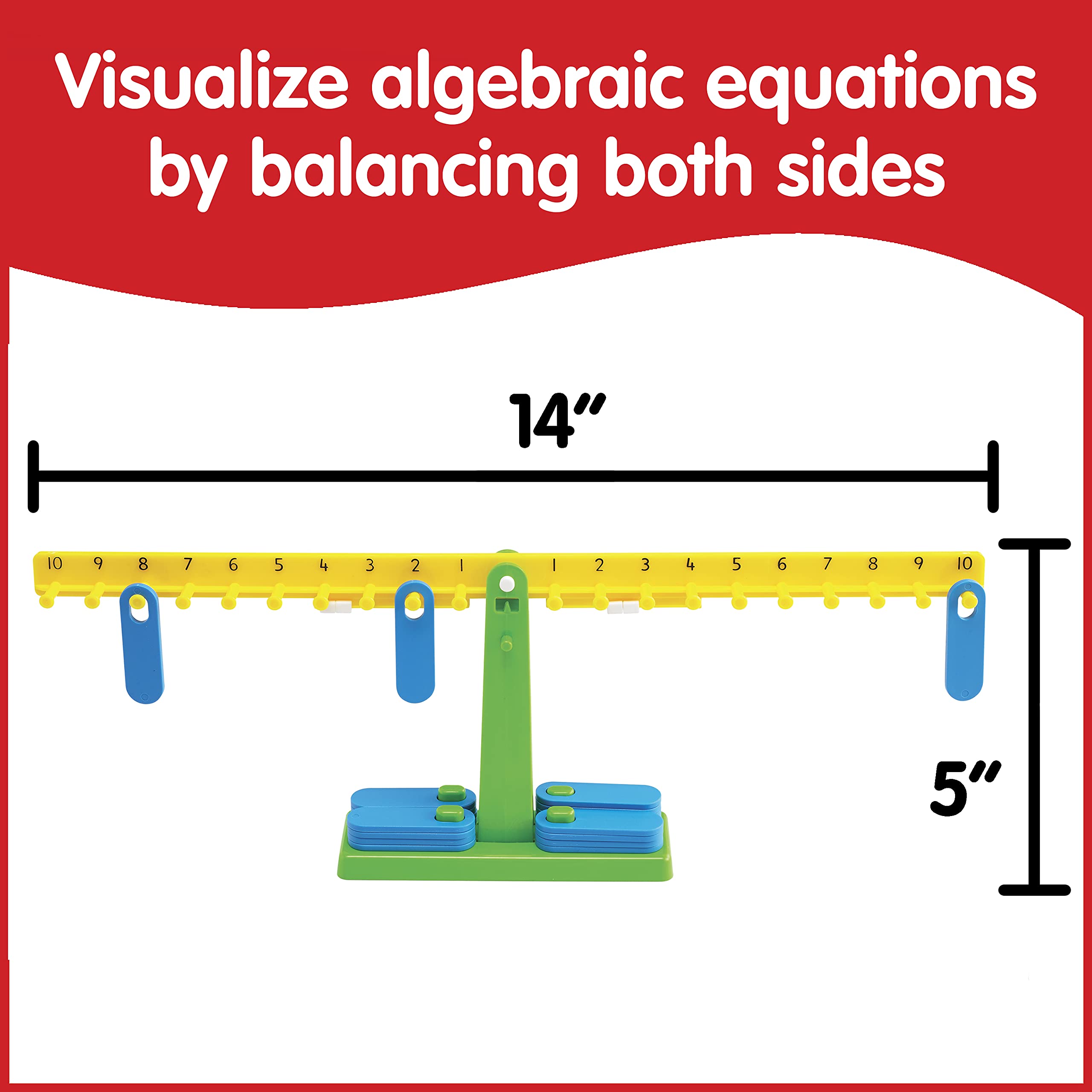 edxeducation Student Math Balance - In Home Learning Manipulative for Early Math and Number Concepts - Includes 20 Weights - Beginner Addition, Subtraction and Equations