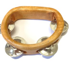 Wooden Half Moon Headless Tambourine/Shaker with 4 Jingles - Beautiful Sound, Fair Trade