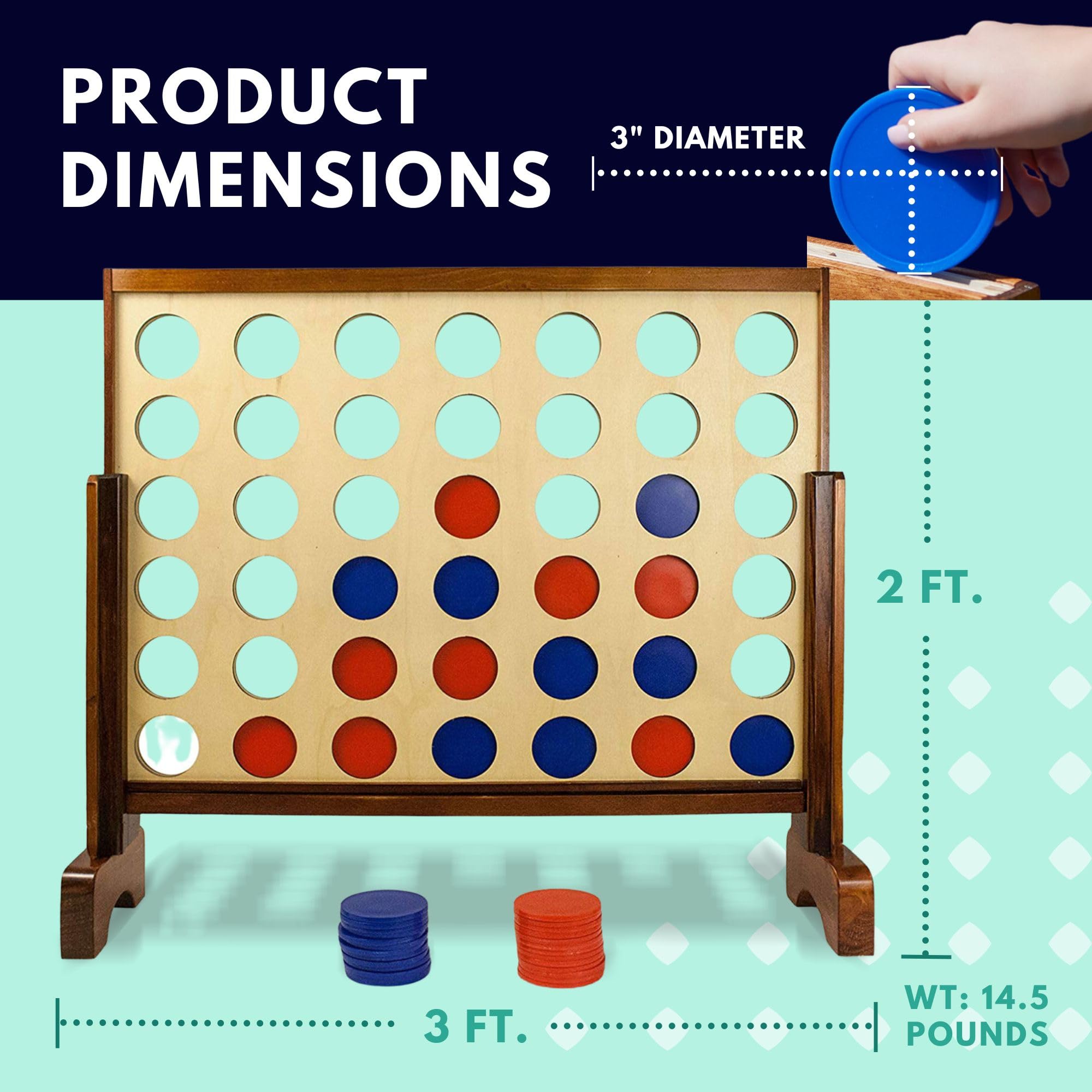 Giant 4 Connect in a Row with Carrying Case and Stained and Finished Legs and Frame