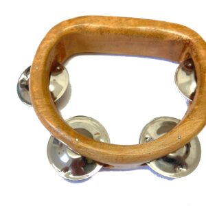 Wooden Half Moon Headless Tambourine/Shaker with 4 Jingles - Beautiful Sound, Fair Trade