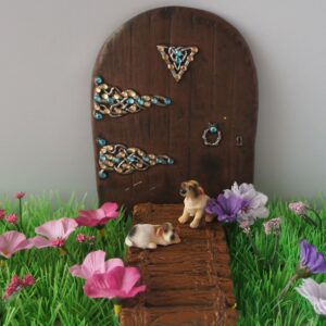 Set of 2 Miniature Dogs (Fairy Garden Accessory) 1.12 Scale One is Sitting One is Laying Down