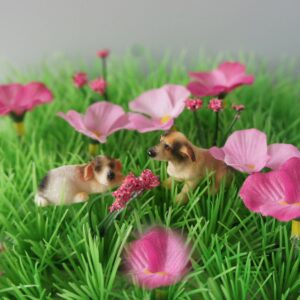 Set of 2 Miniature Dogs (Fairy Garden Accessory) 1.12 Scale One is Sitting One is Laying Down