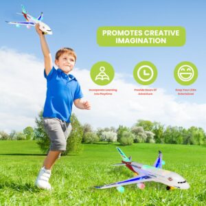 Kidsthrill Airplane Toy with Bump & Go, Flashing Lights & Sounds - For Boys & Girls Age 3-12