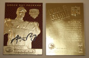 aaron rodgers 2005 draft pick feel the game sculpted gold card football textured