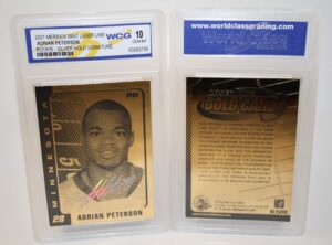 adrian peterson 2007 laser line gold card rookie vikings graded gem mint 10