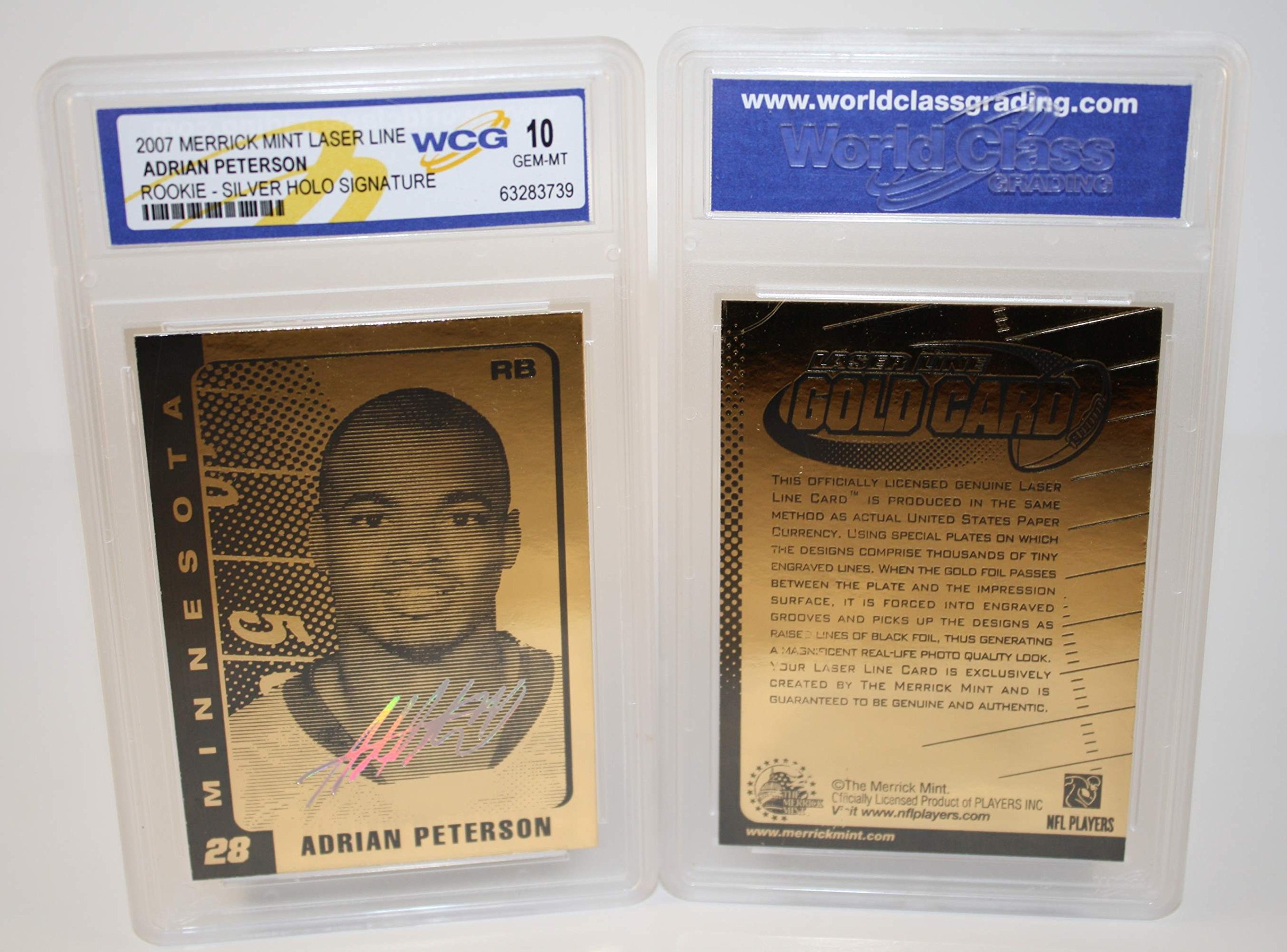 ADRIAN PETERSON 2007 Laser Line Gold Card ROOKIE Vikings Graded GEM MINT 10