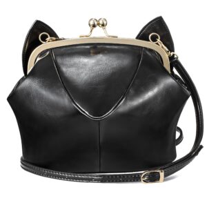 jhvyf women vegan casual crossbody bag purse small cute cat ear sling shoulder bags wallet black