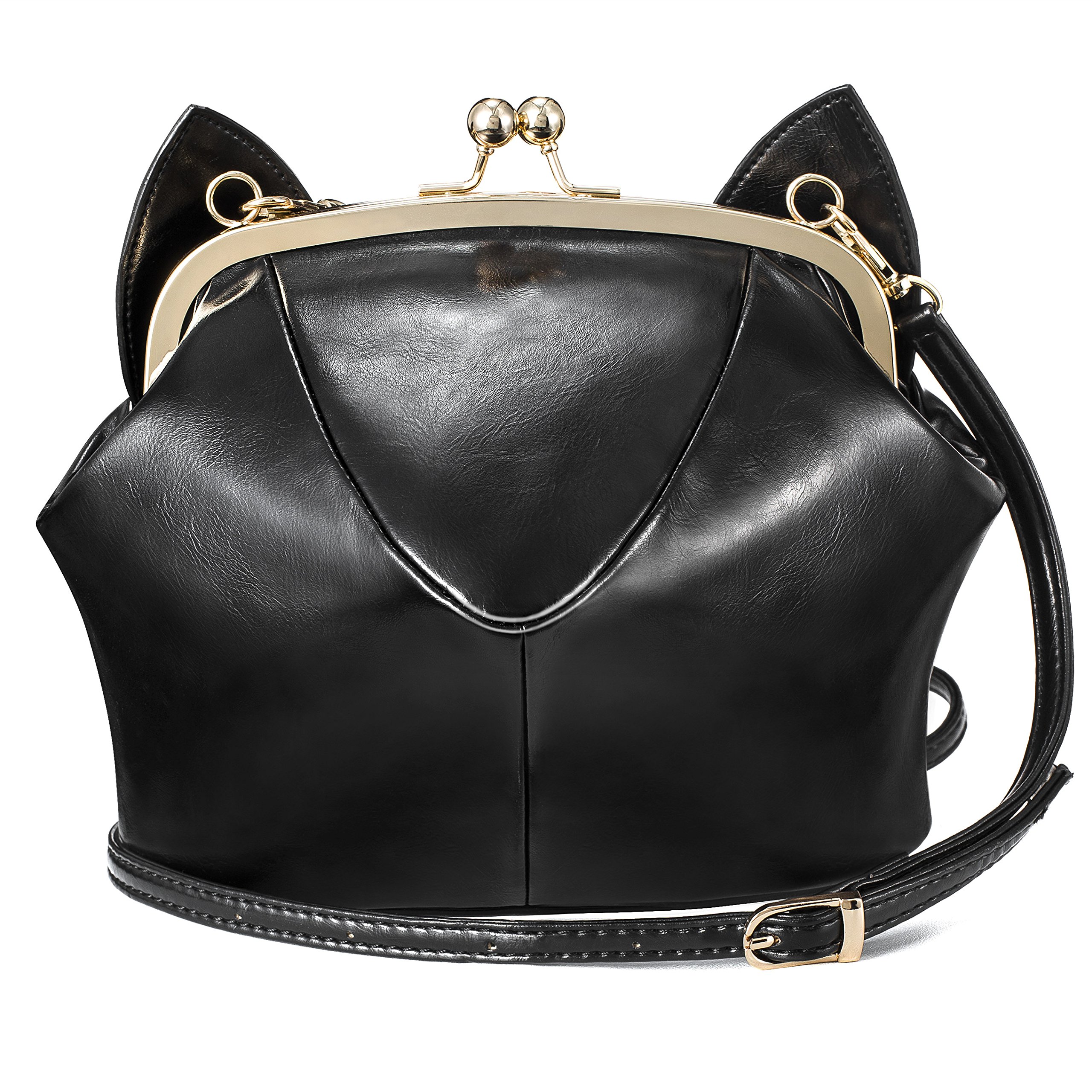 JHVYF Women Vegan Casual Crossbody Bag Purse Small Cute Cat Ear Sling Shoulder Bags Wallet Black