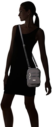 Baggallini Journey Crossbody Bags for Women 9x6" Small Lightweight Nylon Zipped Travel Safe Handbag Phone Passport Purse W/Rfid, Charcoal