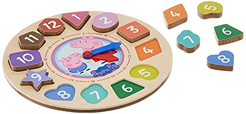 Peppa Pig Shape Sorter Clock Puzzle for 36 months to 48 months, 14Pieces (12Piece numbers + Clock + Stand )