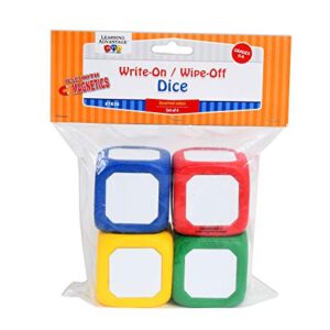 Learning Advantage Write-On Wipe-Off Dice - 2" - Set of 4 - Magnetic Dry Erase Dice