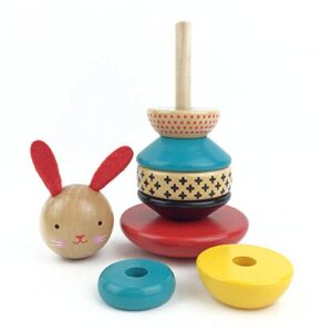 Petit Collage Modern Bunny Wooden Stacking Toy – Solid Wooden Stacking Rings for Kids, Activity Toys Designed with Safe Materials – Active Toy for Babies and Toddlers 12+ Months