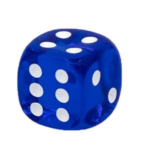 Chessex Dice d6 Sets: Blue with White Translucent - 12mm Six Sided Die (36) Block of Dice