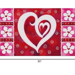 Toland Home Garden 800217 Heart & Flowers Valentines Door Mat 18x30 Inch Spring Outdoor Doormat for Entryway Indoor Entrance