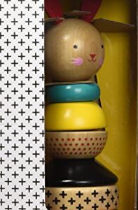 Petit Collage Modern Bunny Wooden Stacking Toy – Solid Wooden Stacking Rings for Kids, Activity Toys Designed with Safe Materials – Active Toy for Babies and Toddlers 12+ Months