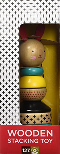 Petit Collage Modern Bunny Wooden Stacking Toy – Solid Wooden Stacking Rings for Kids, Activity Toys Designed with Safe Materials – Active Toy for Babies and Toddlers 12+ Months