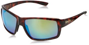 smith optics colson sunglasses, tortoise frame, polar green mirror techlite glass lenses