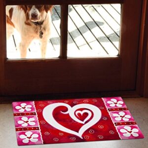 Toland Home Garden 800217 Heart & Flowers Valentines Door Mat 18x30 Inch Spring Outdoor Doormat for Entryway Indoor Entrance