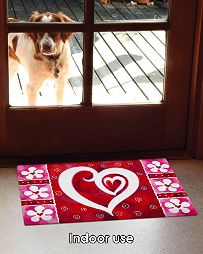 Toland Home Garden 800217 Heart & Flowers Valentines Door Mat 18x30 Inch Spring Outdoor Doormat for Entryway Indoor Entrance