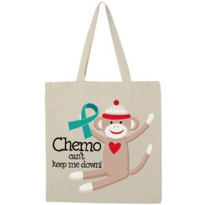 inktastic teal ribbon chemo sock monkey tote bag natural db45