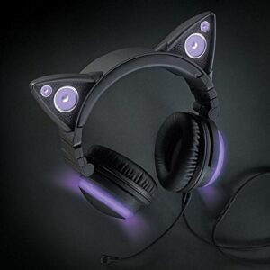 Brookstone Wired Purple Cat Ear Headphones with External Speakers