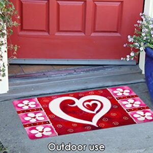 Toland Home Garden 800217 Heart & Flowers Valentines Door Mat 18x30 Inch Spring Outdoor Doormat for Entryway Indoor Entrance