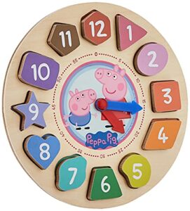 peppa pig shape sorter clock puzzle for 36 months to 48 months, 14pieces (12piece numbers + clock + stand )