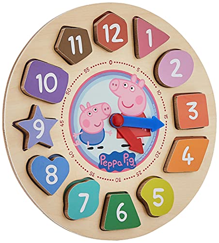 Peppa Pig Shape Sorter Clock Puzzle for 36 months to 48 months, 14Pieces (12Piece numbers + Clock + Stand )